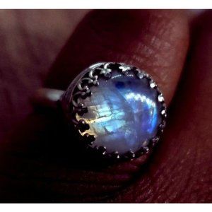 Handmade | Jewelry | Moonstone Crown Crystal Ring Sterling Silver Ring ...
